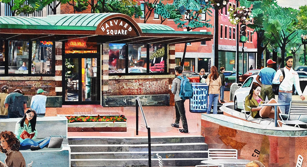 Artist’s images for Harvard Square's Starbucks: Collage that returns ...