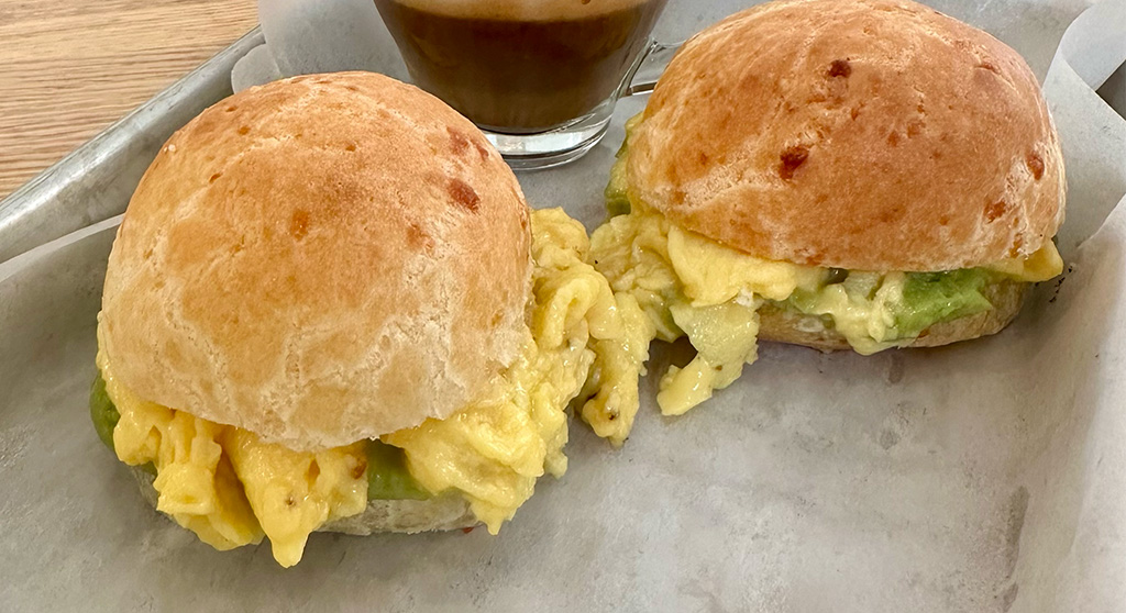 Brazilian cheese rolls and whipped scrambled eggs at Bom Dough ...