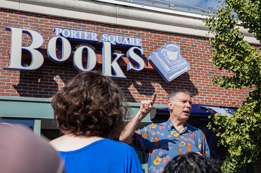 Porter Square Books shares the romance, organizing a human relay as ...