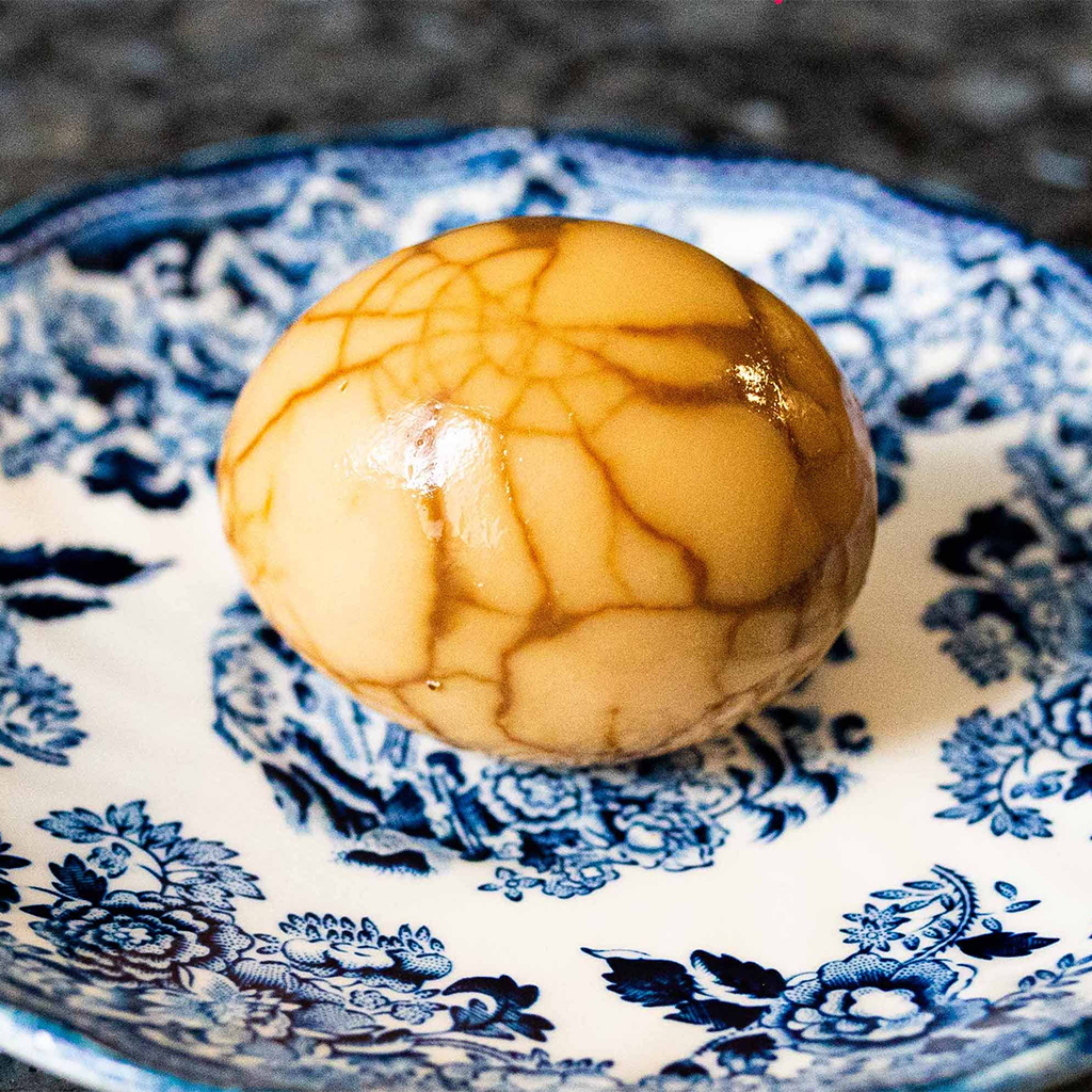 Marble tea eggs at Flavor Boom - Cambridge Day