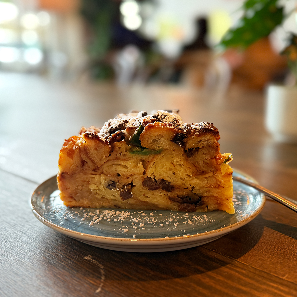 Croissant bread pudding at Café Saint-Germain - Cambridge Day