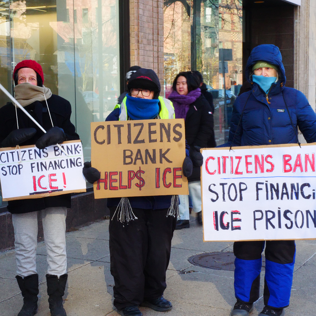 Ice cold doesn't deter Citizens Bank protestors - Cambridge Day